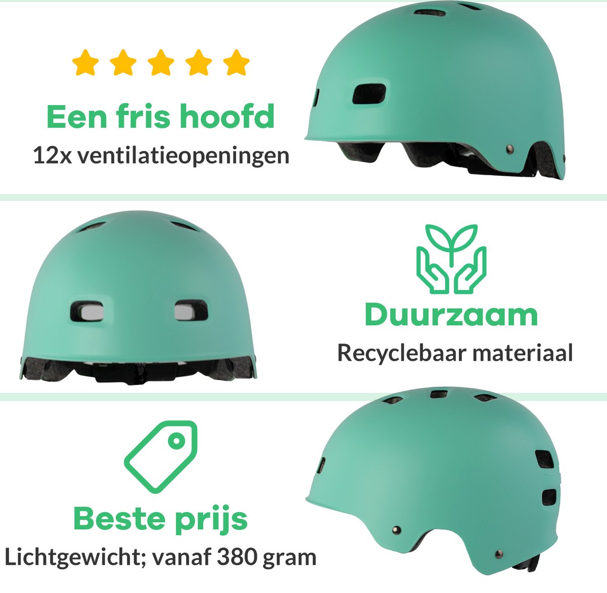 GOOFF® Skate Moustache scooter casque speed pedelec casque - vert mat ...