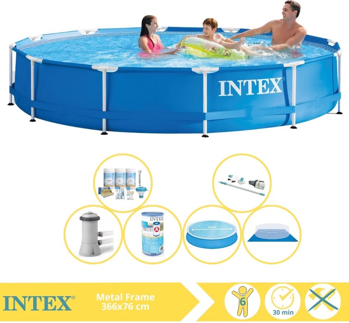 Intex Metal Frame Zwembad - Opzetzwembad - 366x76 cm - Inclusief ...