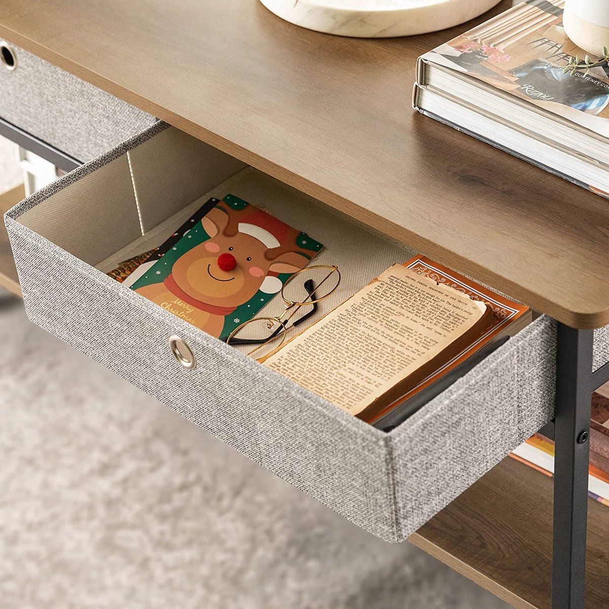 Table Basse Style Vintage Industriel Rootz - Table de Salon - 2 Tiroirs ...