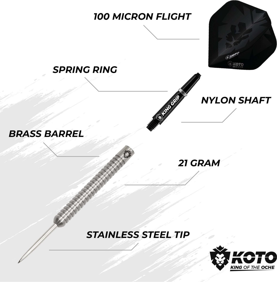 KOTO Spinner 90% Darts, 23 Gram, Complete Set Met Flight, Shaft ...