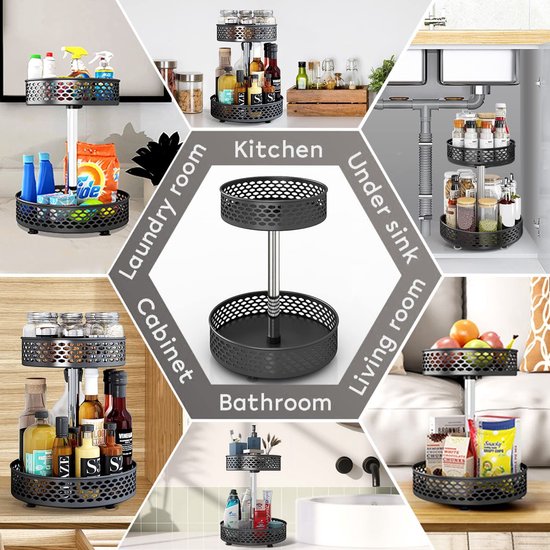 draaibaar kruidenrek, organizer, kruidenrek, zwart, draaiplateau, kruidenhouder,... | bol