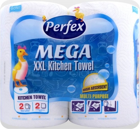Perfex keukenrollen 2 rollen 2 lagen Boni XXL Mega Keukenpapier | bol