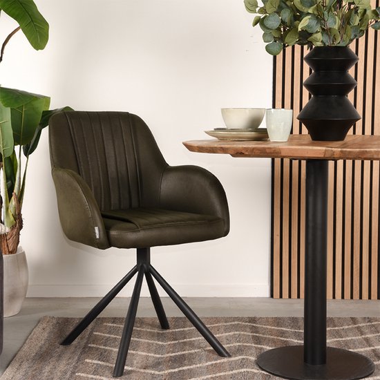 LABEL51 Novi Eetkamerstoel - Groen - Microfiber | bol