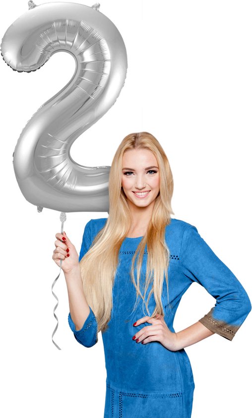 Folieballon Cijfer 22 Zilver - 86 cm | bol