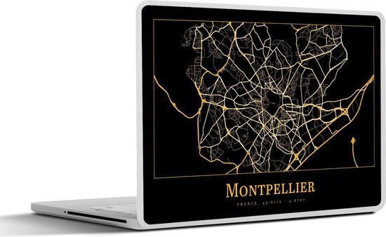 Laptop sticker - 14 inch - Kaart - Montpellier - Zwart - Goud ...