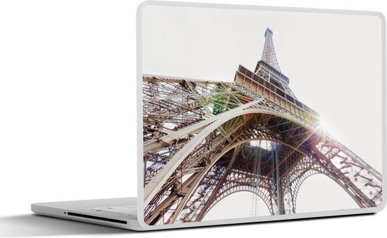 Laptop sticker - 14 inch - De Eiffeltoren met een zonnestraal door het ...