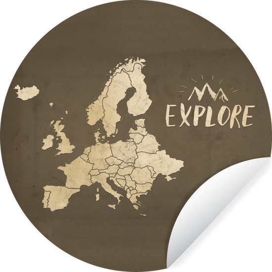 WallCircle - Muurstickers - Behangcirkel - Kaarten - Europa - Bruin - Vintage -... | bol