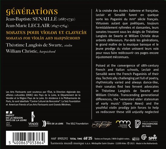Theotime Langlois De Swarte William - Generations - Senaille & Leclair S (CD),... | bol