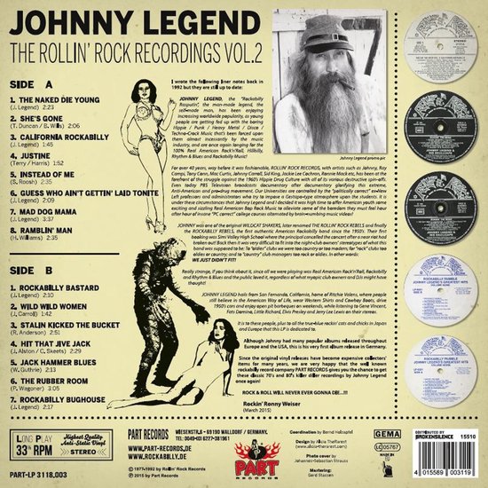 Johnny Legend - The Rollin' Rock Recordings, Vol. 2 (LP), Johnny Legend ...