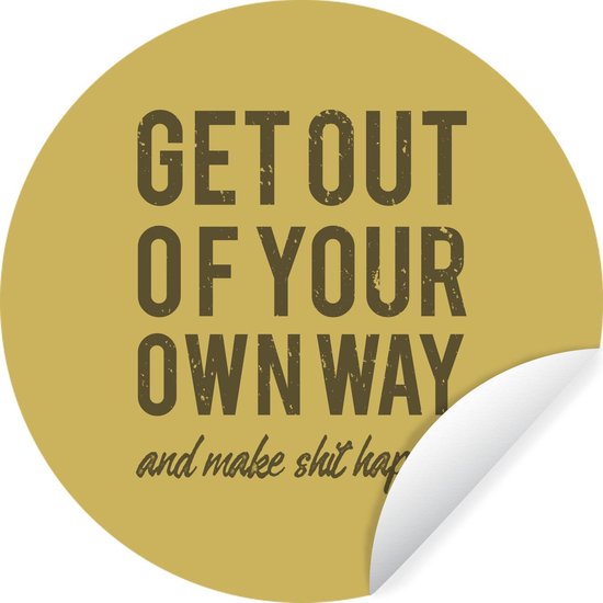 WallCircle - Muurstickers - Behangcirkel - Vintage - Tekst - Geel - 50x50 cm -... | bol.com