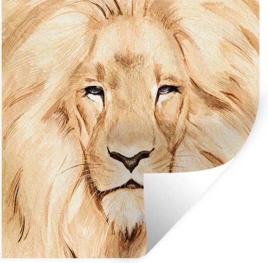 Muurstickers - Sticker Folie - Illustratie - Kleur - Leeuw - 120x120 cm - Plakfolie -... | bol