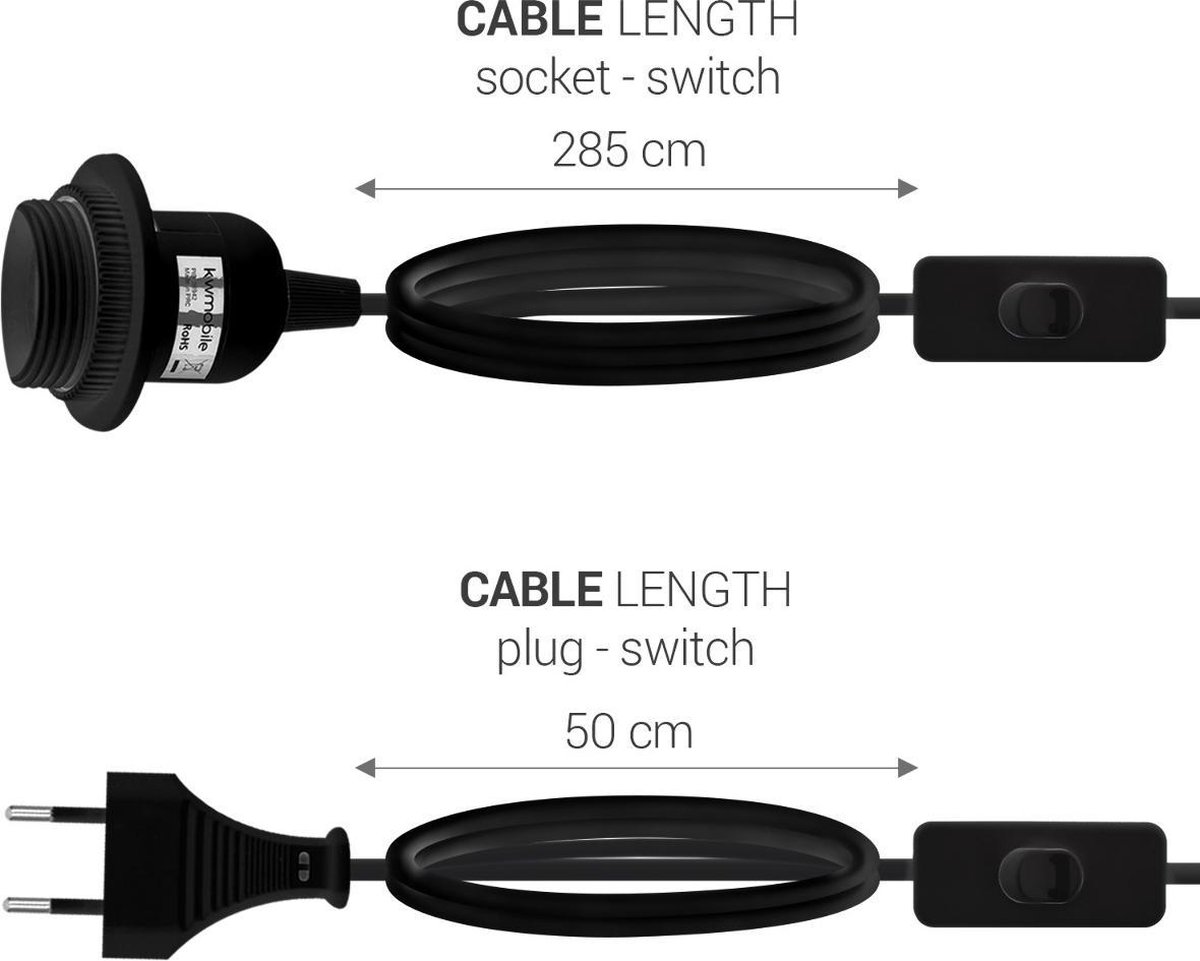 kwmobile E14 fitting met schakelaar - Lampfitting met snoer en stekker ...