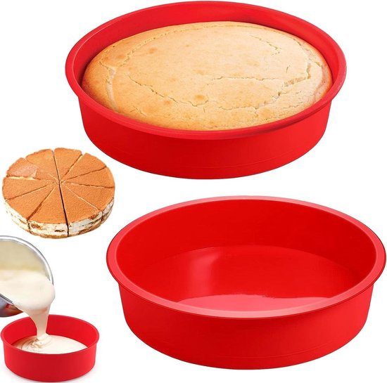 Siliconen Cakevorm 20 cm 2 Stuks - Ronde Bakvorm voor Laagjescake ...