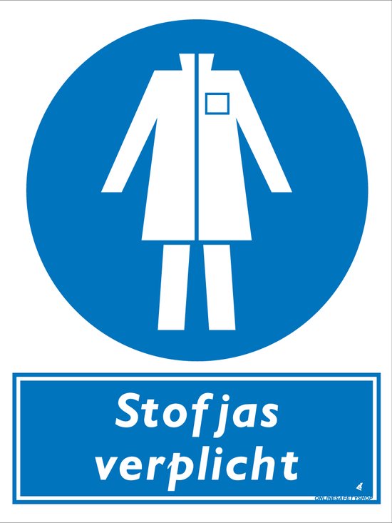 Stofjas verplicht bord - Bord 300 x 400 mm - (Aluminium) | bol