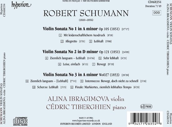 Alina Ibragimova & Cédric Tiberghien - Schumann Violin Sonatas (CD ...