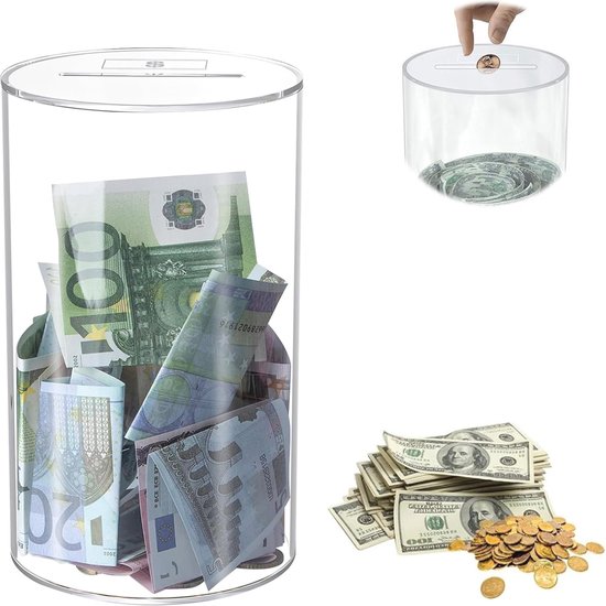 Transparante acryl spaarpot voor kinderen en volwassenen - Perfect ...