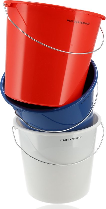 Emmer set van 3 - Stevige huishoudemmers 10L - Bouwemmer, Poetsemmer ...