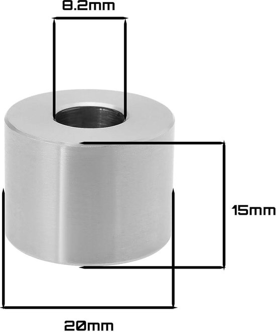 8 Stks 304 Rvs Spacer M8 Unthreaded Bus Pakking IDxOD 8.2x20mm Hoogte ...