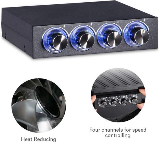 PC Fan Speed Controller - Heat Reducing with Blue LED - 4 Channel Speed ...