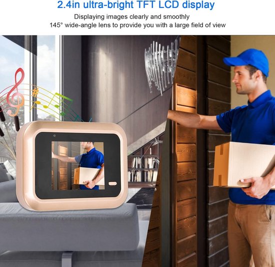 Smart Deur Peephole Viewer 0.3MP Video Record-24 inch TFT LCD Display ...