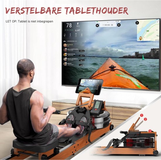 Roeimachine Voor Thuis Van Eikenhout Waterroeiapparaat Opvouwbaar Met ...