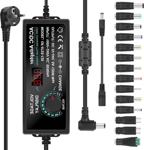 Verstelbare voedingsadapter 3V-24V 3A 72W met digitaal display - Universele... | bol