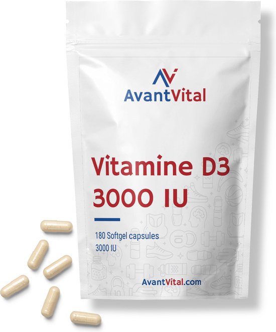 Vitamine D3 - 3000 IU - 180 Softgel Capsules - Hooggedoseerd ...