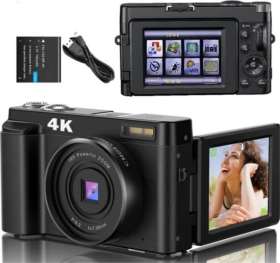 Handycam – Videocamera 4K 48MP – Vlog Camera Voor Beginners – Compacte ...