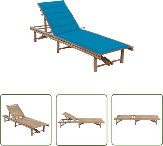 vidaXL Lounge Bed - Ligbed - Ligbed met kussen bamboe - Bamboeloungebed ...