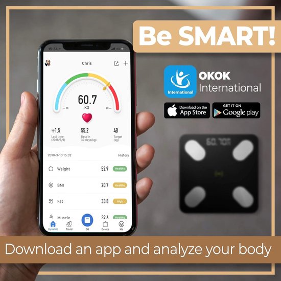 Body Analysis Digital Bluetooth Tempered Glass Personal Scale - Muscle ...