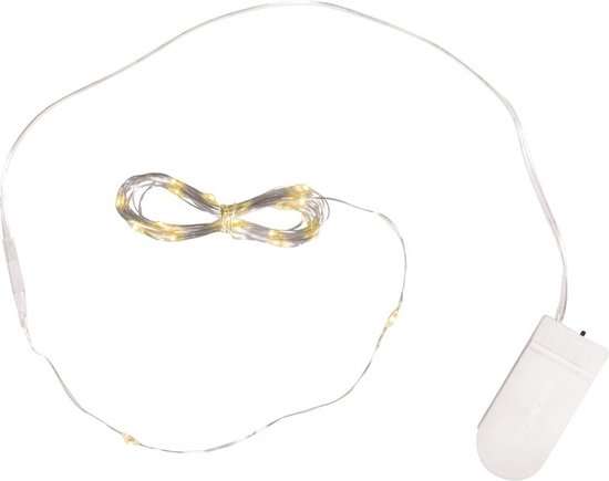 Lichtsnoer - 2x - 20 mini micro led lampjes - 220 cm - batterijen ...