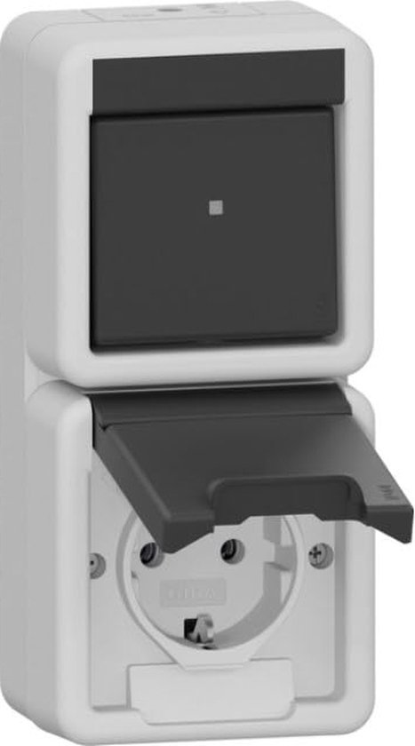 Gira combi uit-wissel/stopcontact spatwaterdicht opbouw grijs IP44 ...