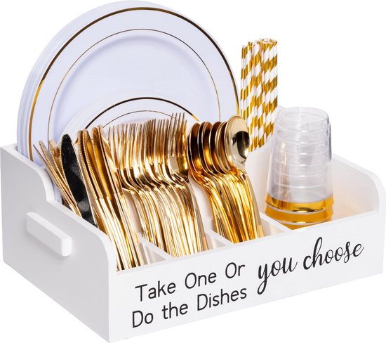 Goodivery ® Praktische Houten Bestekhouder met Handvat en Zes Vakken ...