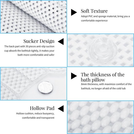 Compleet Badkussen - Antislip Luxe - Voor Nek- en Rugondersteuning - 1 ...