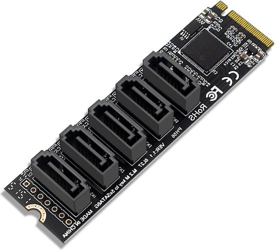 NVME to SATA Adapter M.2 to SATA Converter 5Port With Aluminum Radiator ...