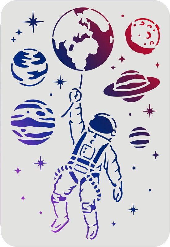 Astronaut Stencils - 29.7 x 21cm Plastic Space Theme Drawing Painting ...