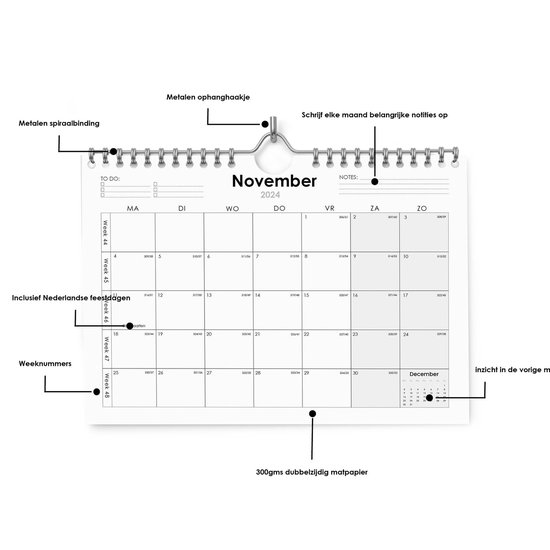 22 maanden kalender - 2024/2025/2026 - 1 november 2024 t/m 31 augustus ...