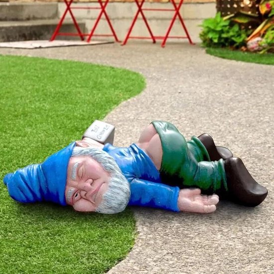 Grappige Tuinkabouter - Tuindecoratie - 1 stuk - Blauw - Kunststof | bol