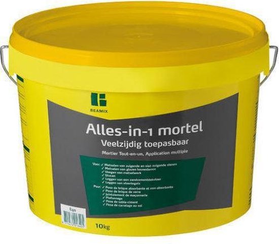 Beamix Alles in 1 mortel 10 kg - Grijs Prijs per 1 emmer. | bol.com