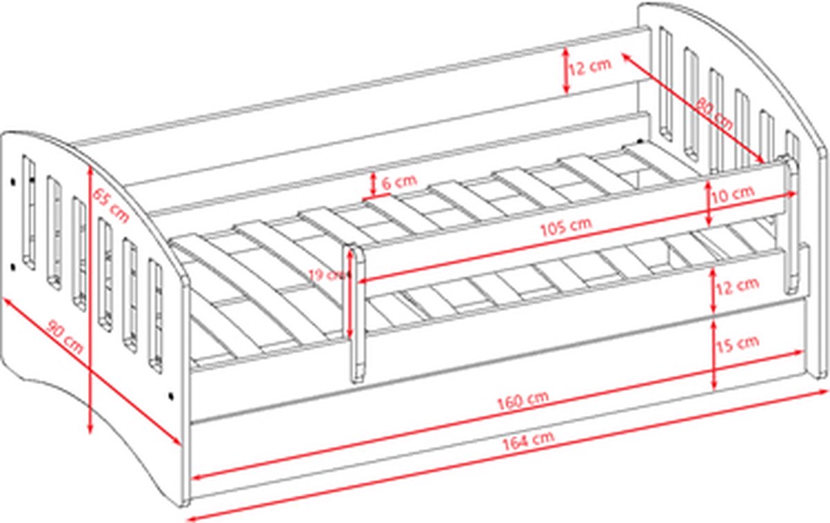 Bed classic 1 mix grijs zonder lade zonder matras 160/80 | bol.com