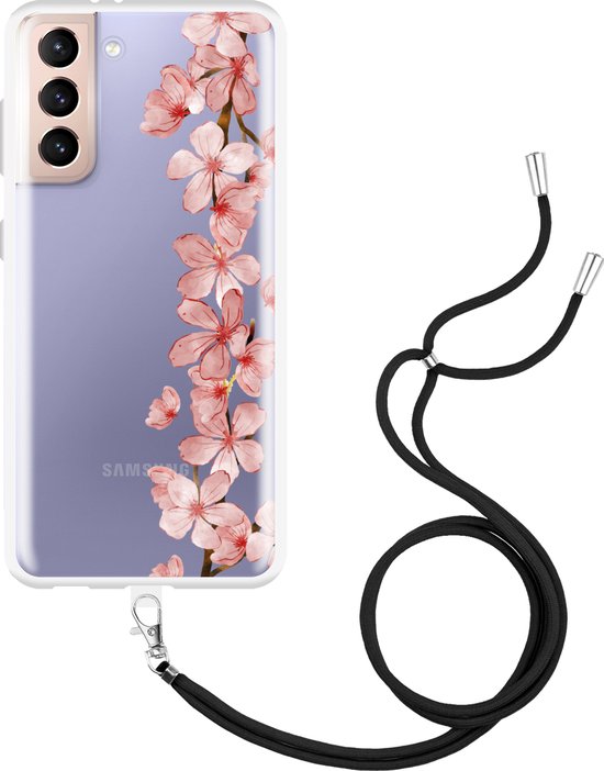 Cazy Hoesje met Koord geschikt voor Samsung Galaxy S21 - Flower Branch | bol