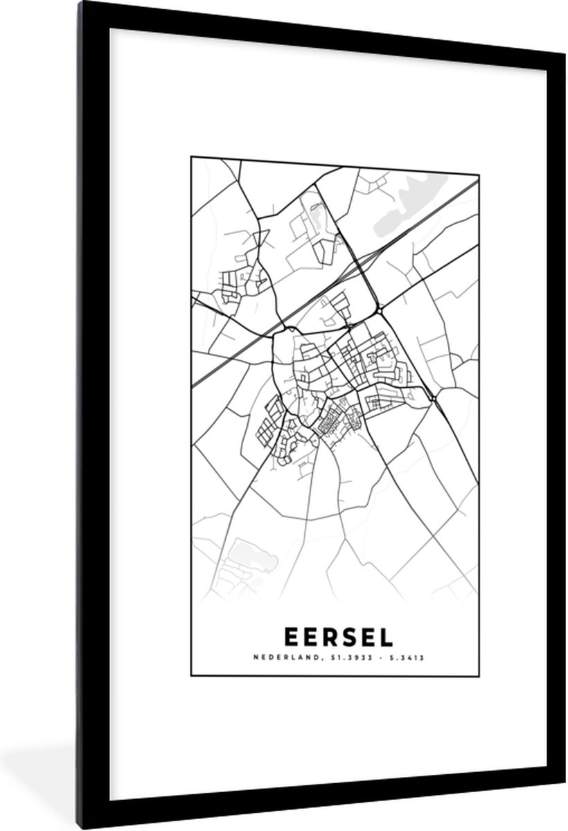 Fotolijst incl. Poster - Plattegrond - Eersel - Kaart - Stadskaart ...