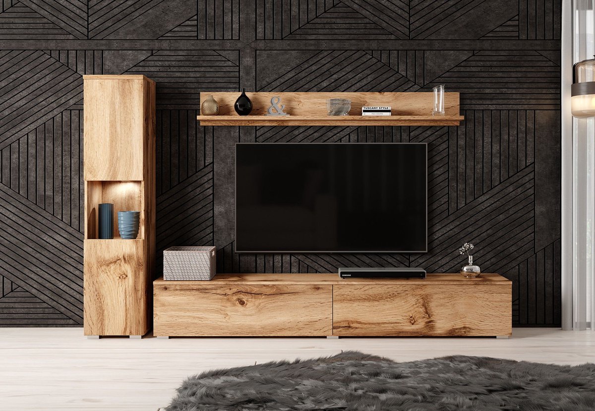 Meubella - Wandmeubel Pure - Eiken | bol.com