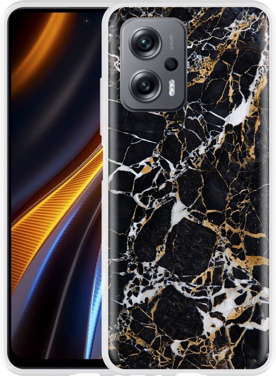 Poco X4 GT Hoesje Zwart Goud Marmer - Designed by Cazy | bol