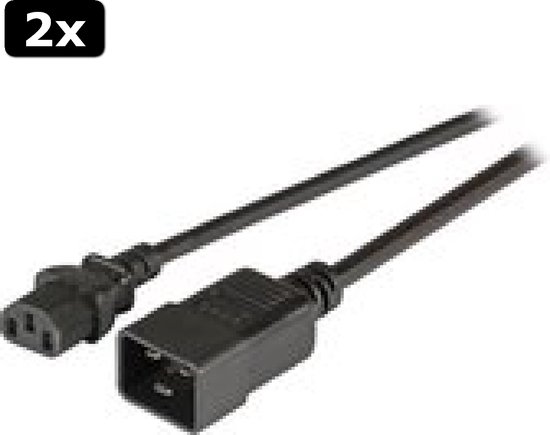 2x EFB Elektronik EK531.1,8 electriciteitssnoer Zwart 1,8 m C20 stekker ...