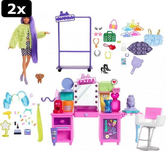 2x Barbie Extra Speelset Vanity - Speelset | bol.com