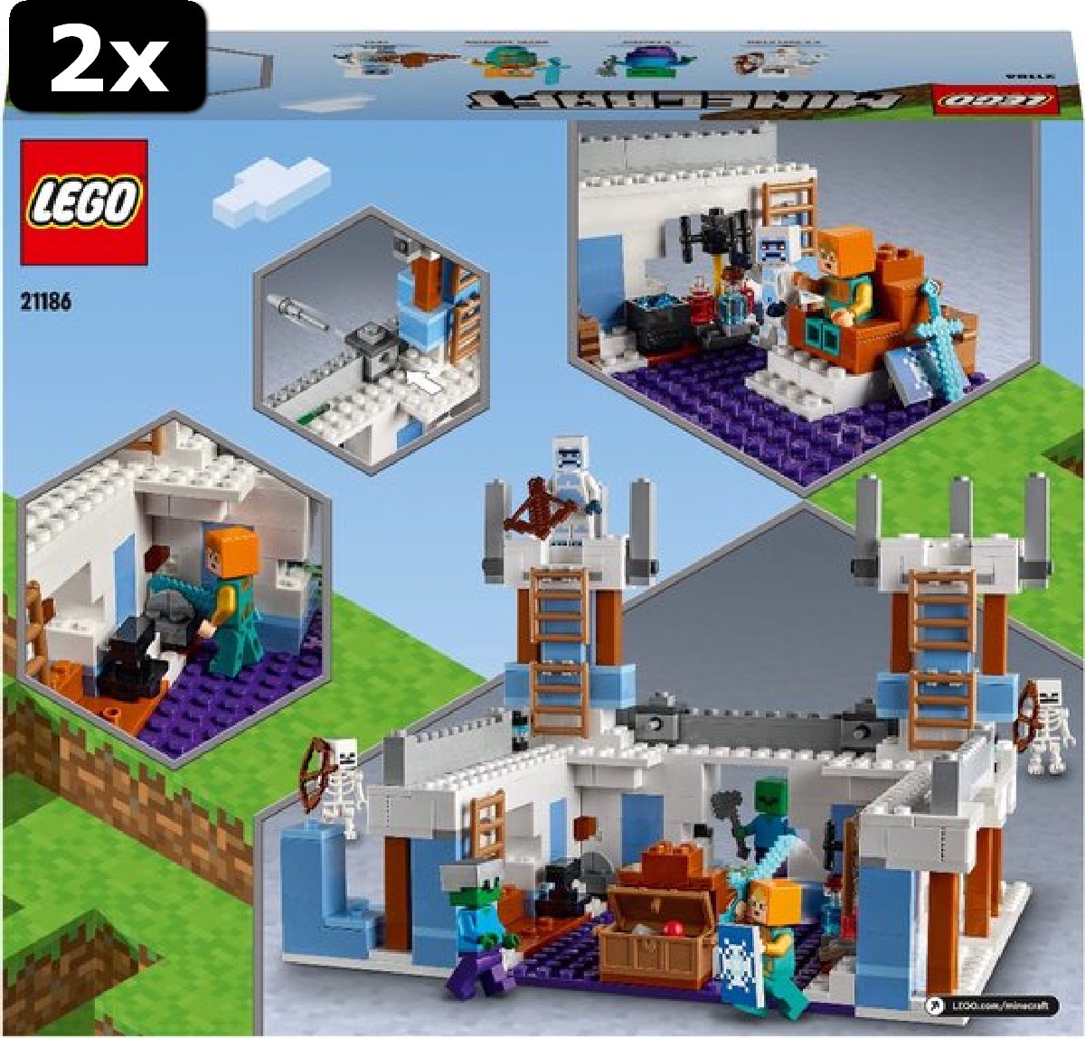 2x LEGO Minecraft Het IJskasteel - 21186 | bol.com