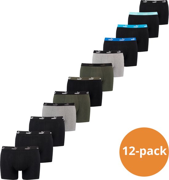 Puma Boxershorts Promo 12-pack - Zwart / Groen / Blauw - Heren boxers ...
