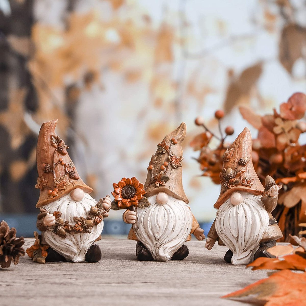 3x leuke herfst kabouter beeld - herfst decoratie tuindecoratie - voor ...