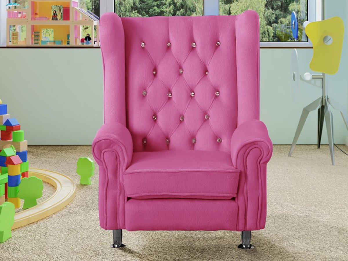 Vente-unique Kinderfauteuil van kunstleer IDOLE - Roze L 60 cm x H 76 ...